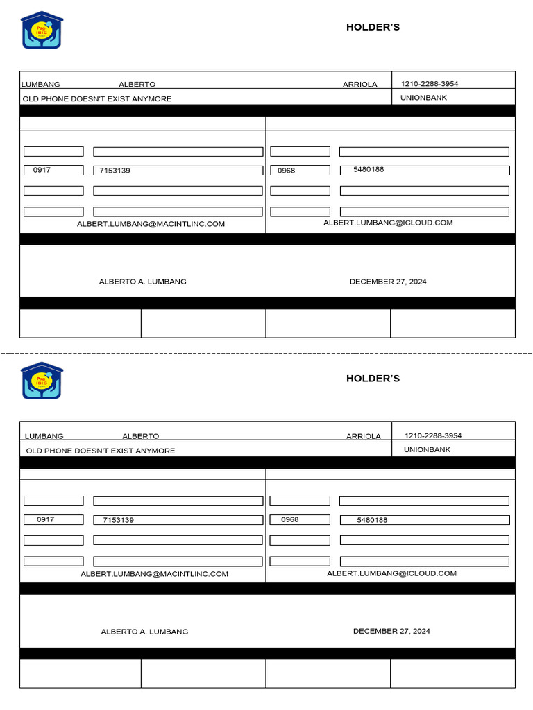 Pag-IBIG Loyalty Card Contact Change Form | PDF | Telephone Numbering ...