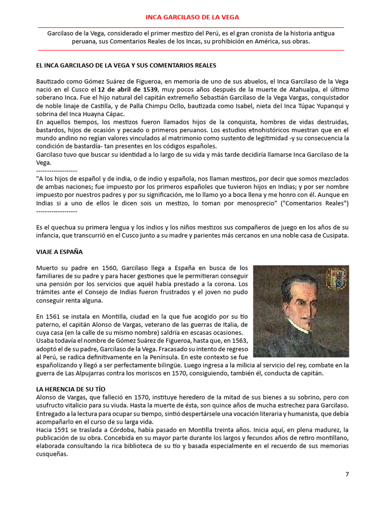 Inca Garcilaso de La Vega | PDF