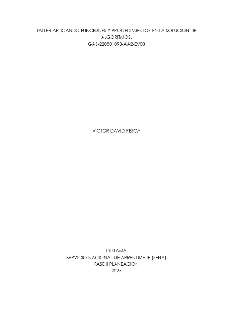 Taller Aplicando Funciones y Procedimientos en La Solución de ...