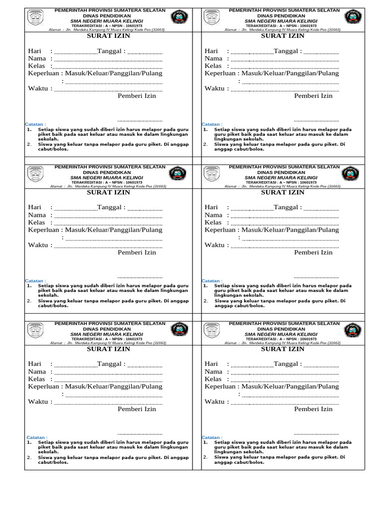 Surat Izin Keluar Masuk | PDF