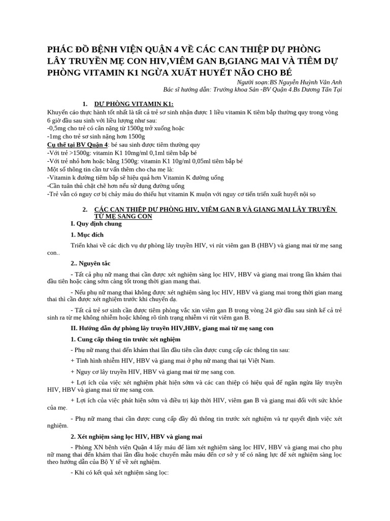 Phác Đồ 3 Bệnh Và Vitamin K | PDF