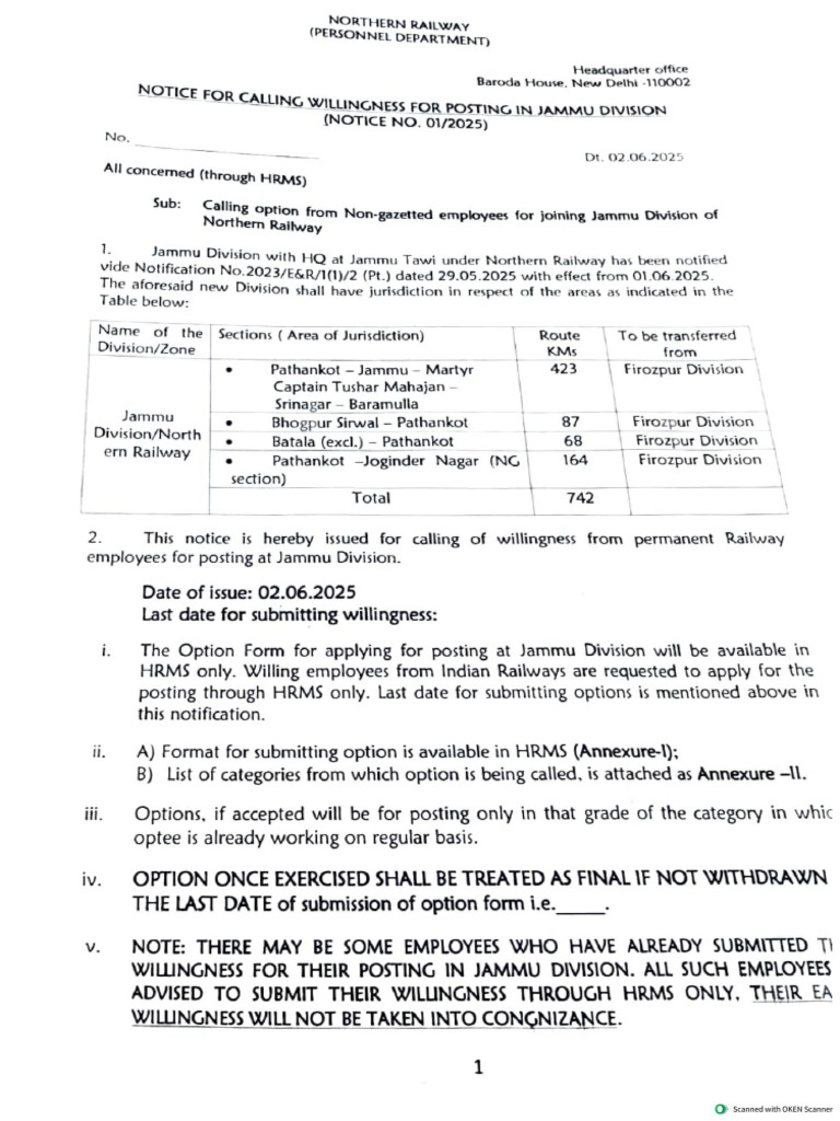 Option For JAT Division | PDF