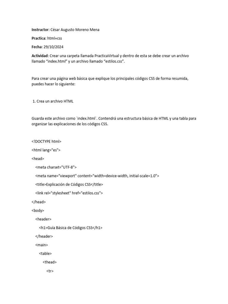 Guía de Códigos CSS Básicos | PDF | Programación de computadoras ...