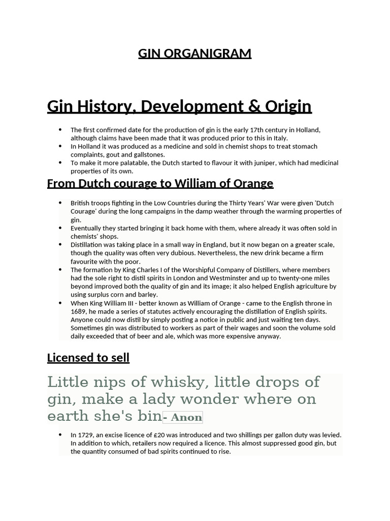 Gin Organigram | PDF | Gin | Distilled Drinks