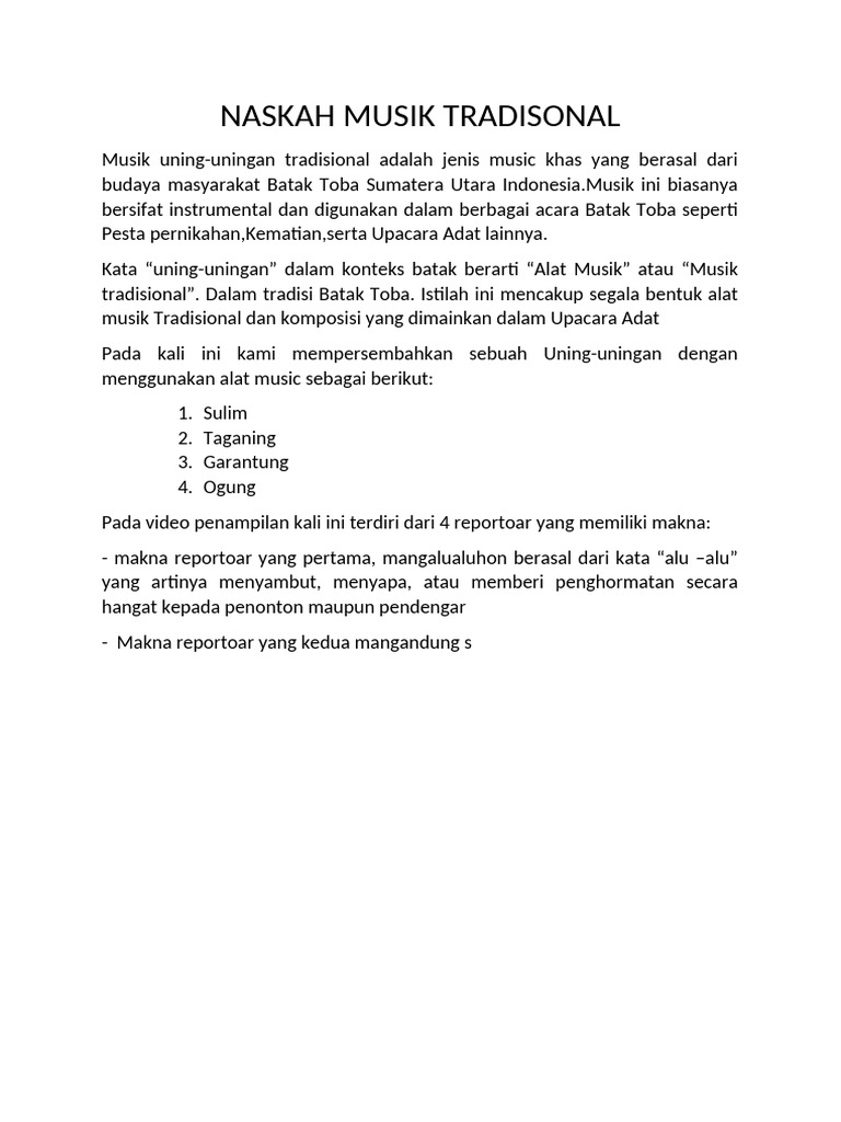 Naskah Musik Tradisonal | PDF