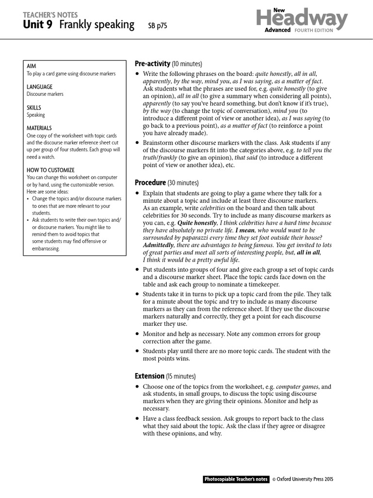 CommunicativeActivity 9b TNs | PDF | Human Communication