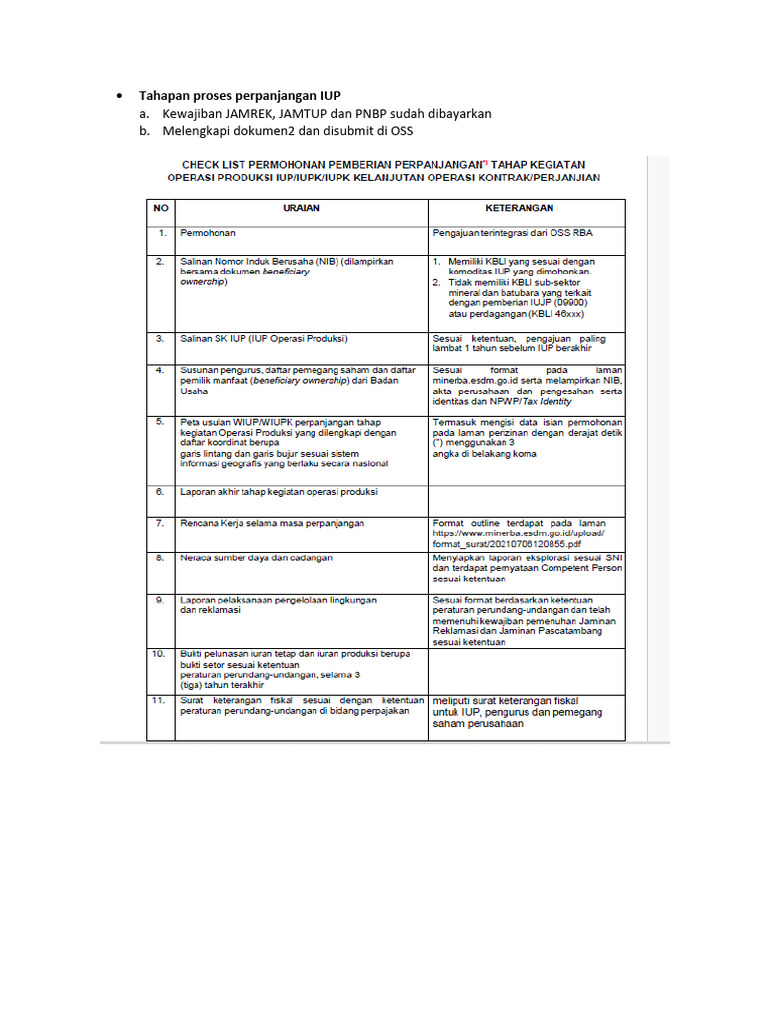 Tahapan Perpanjangan IUP | PDF