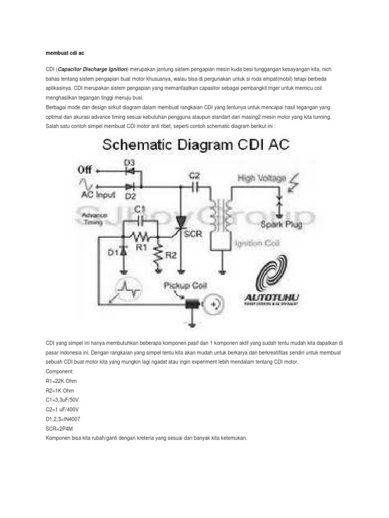 Skema dan Cara Membuat CDI AC Motor | PDF