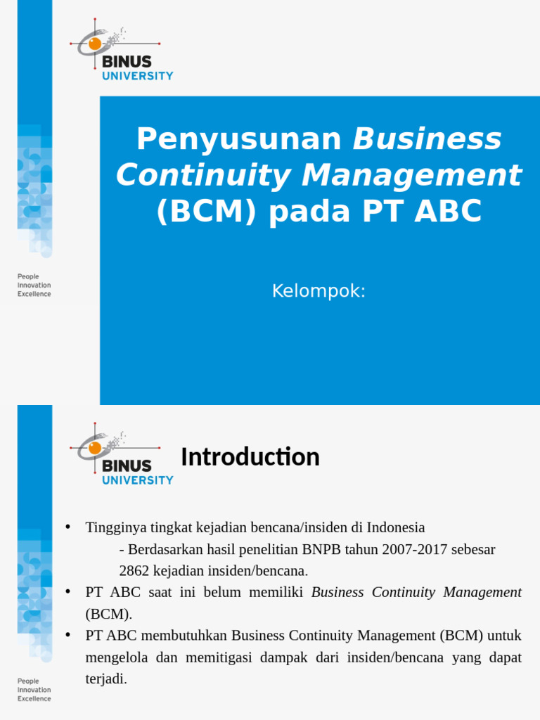 Penyusunan BCM untuk PT ABC | PDF