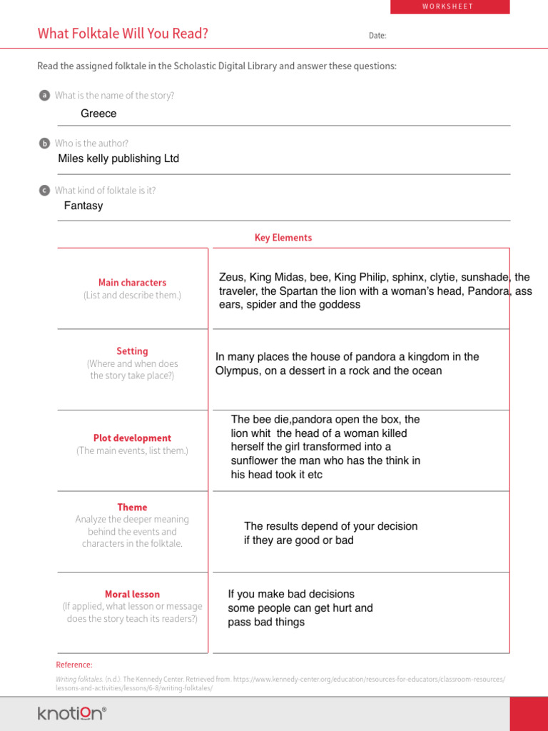 Folktale Analysis Worksheet Guide | PDF