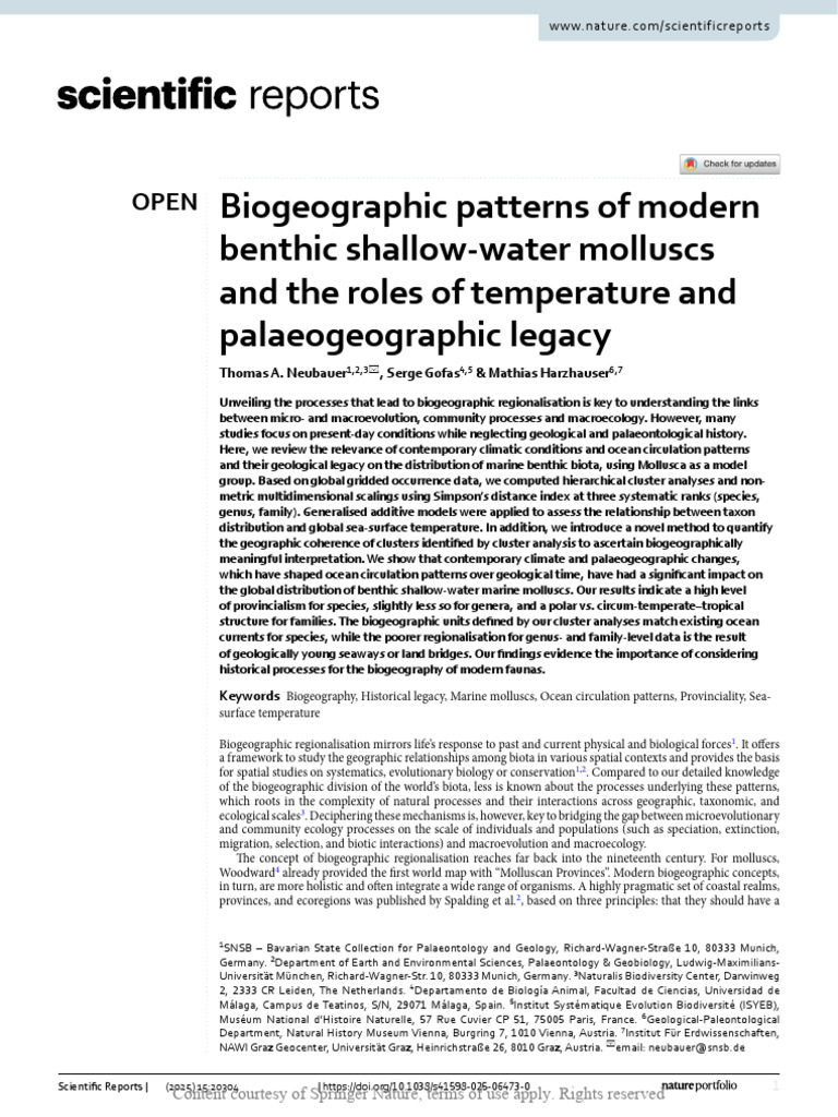 Biogeographic Patterns of Modern Benthic Shallow-W | PDF | Biogeography ...
