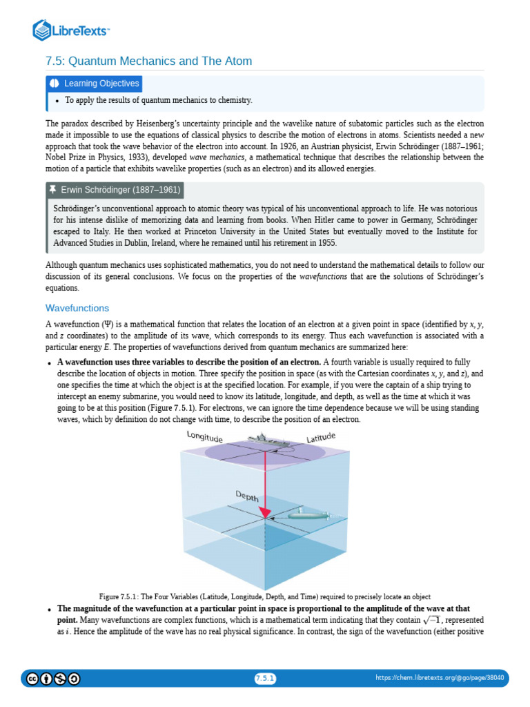 7.05 Quantum Mechanics and The Atom | PDF | Atomic Orbital | Wave Function