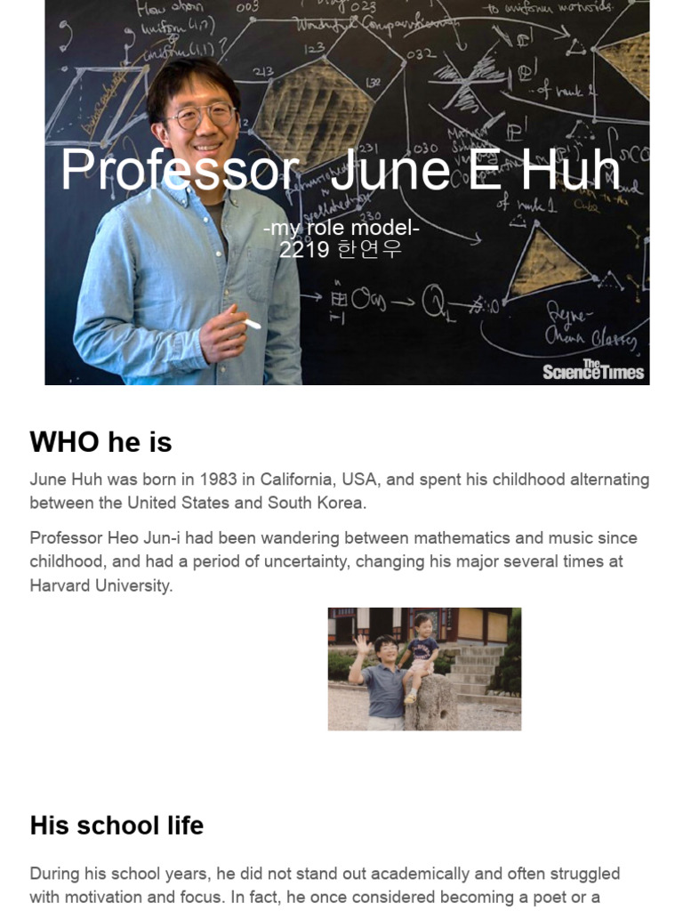 June Huh: A Journey to the Fields Medal | PDF | Mathematics | Mathematician