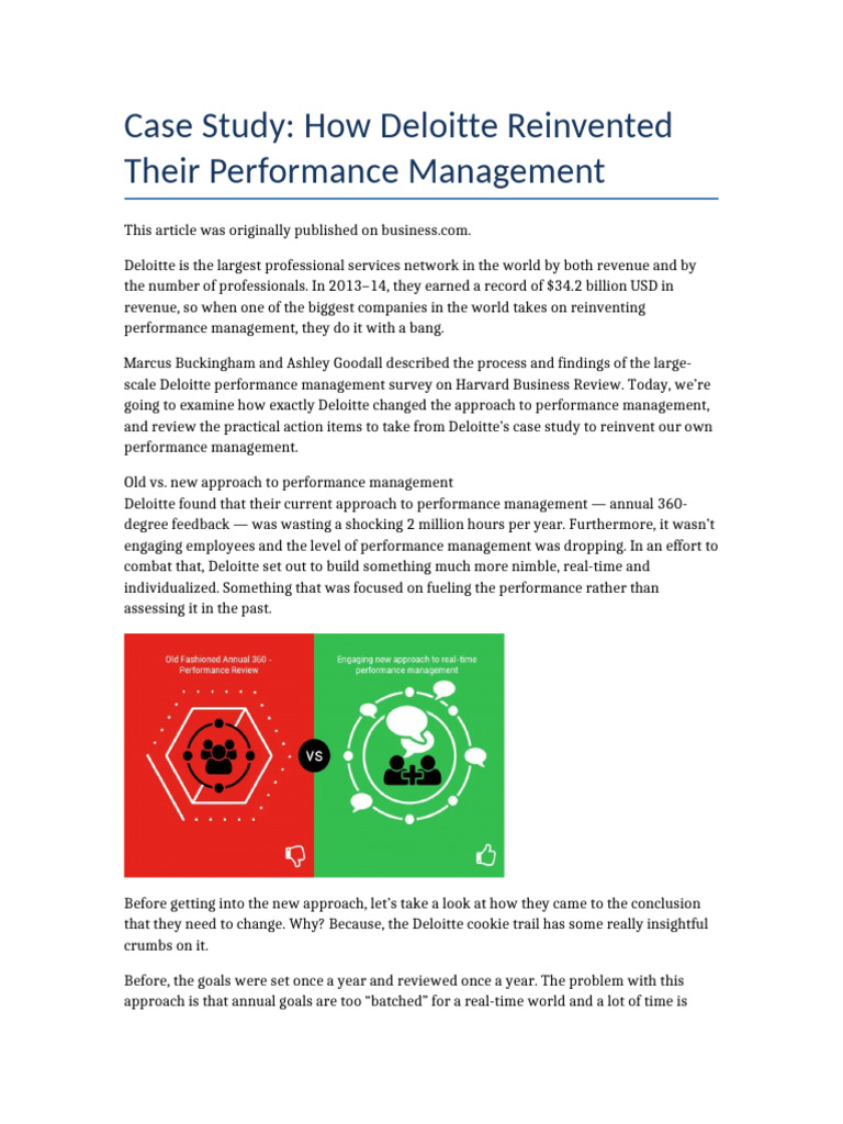 Deloitte Case Study With Questions | PDF | Performance Appraisal ...