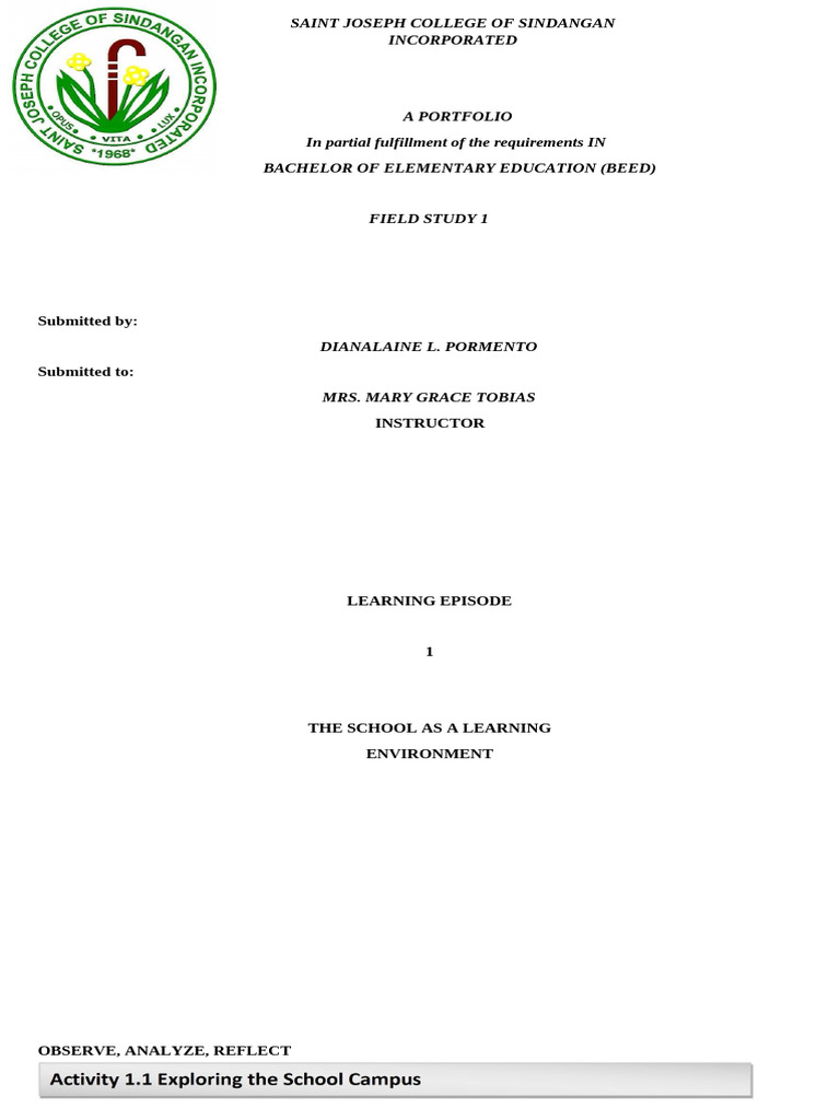 Yana Final Fs 1 | PDF | Classroom | Learning