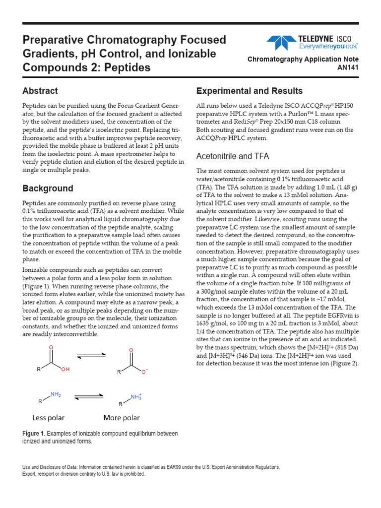 AN141 Preparative Chromatography Focused Gradients, PH Control, and Ionizable Compounds 2 ...