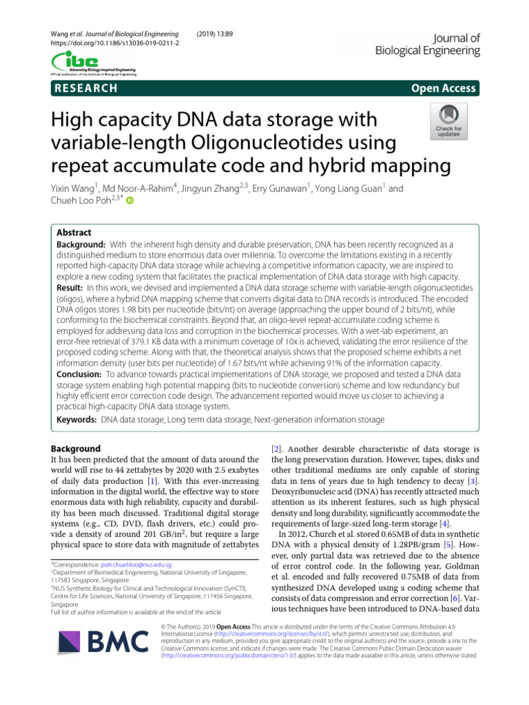 High Capacity DNA Data Storage With Variable-Length Oligonucleotides ...