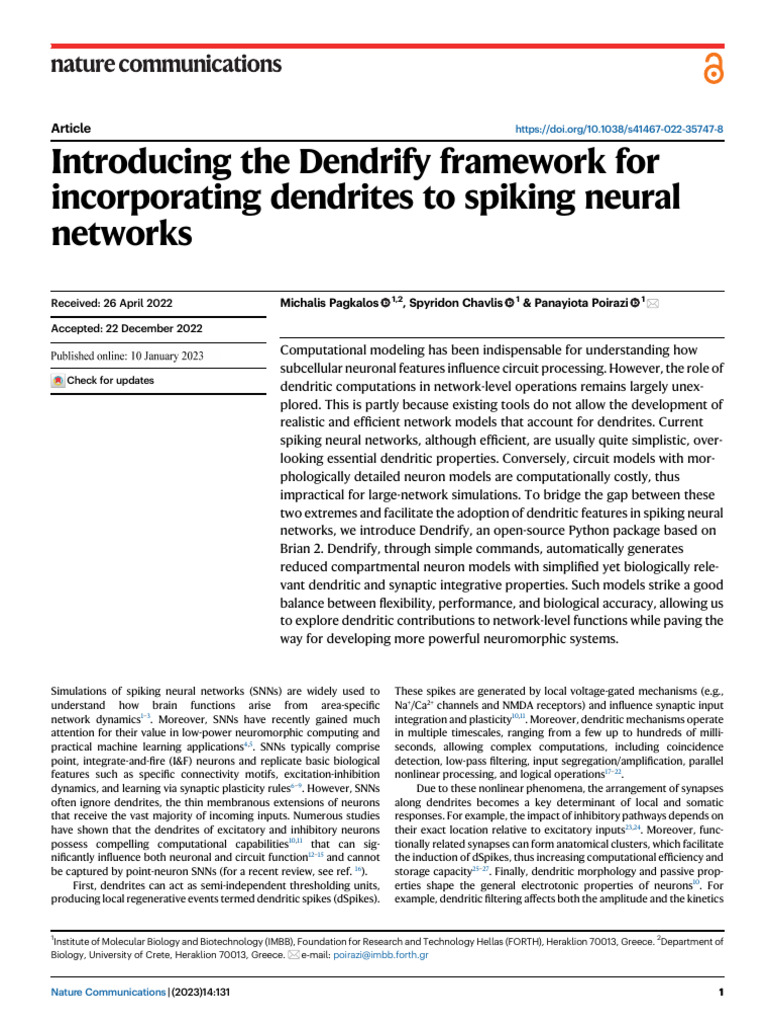 Dendrify: Enhancing Spiking Neural Networks | PDF | Dendrite | Action ...