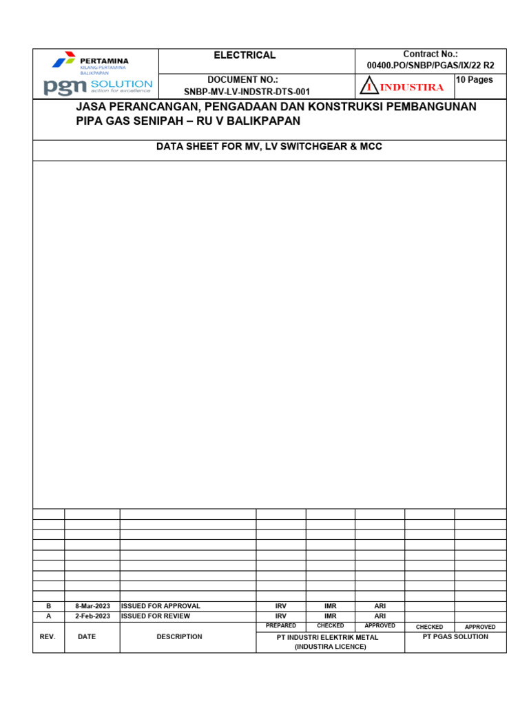 MV and LV Switchgear Data Sheet | PDF | Applied And Interdisciplinary ...