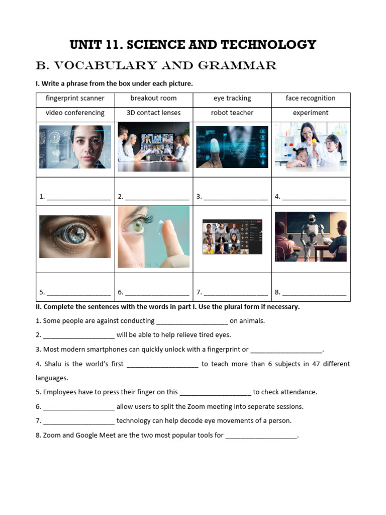 Science and Technology Vocabulary Exercises | PDF | Renewable Energy ...