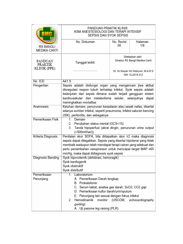 Panduan Sepsis dan Syok Sepsis | PDF
