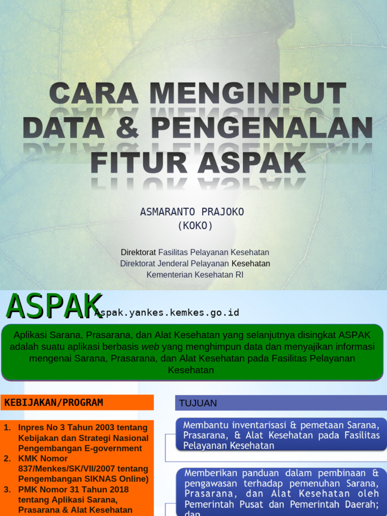 Tata Cara Penginputan Dan Pengenalan Fitur Aspak 2019 | PDF