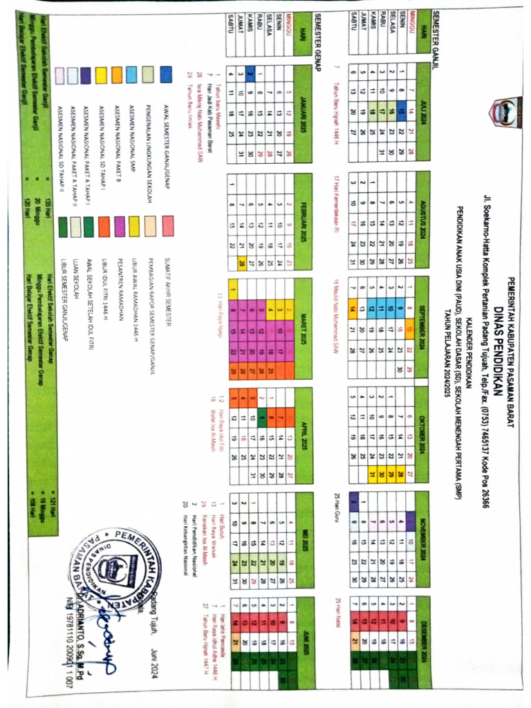 Kalander PDDK TP 2024 - 2025 | PDF