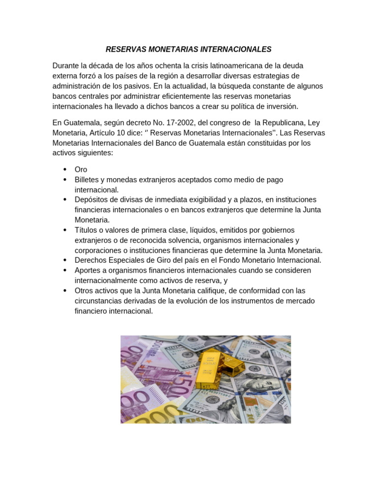 Gestión de Reservas Monetarias en Guatemala | PDF | Economias | Dinero