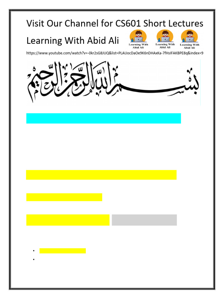 Data Communication CS601 Lecture No 35 Topic 205 To 212 by Abid Ali | PDF | Wireless Lan | Wi Fi