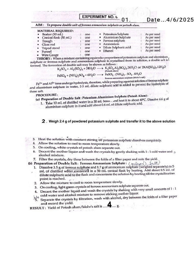 First Five Chemistry Practicals class 12th | PDF