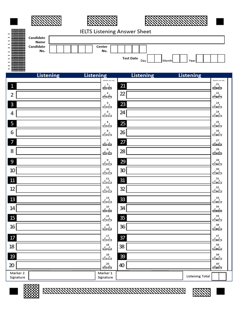IELTS Answer Sheet 2019 | PDF | International English Language Testing ...