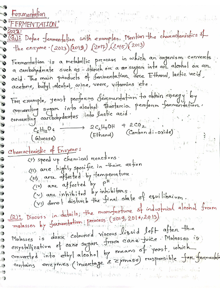 Fermentation Sem Solve by Bisakha | PDF