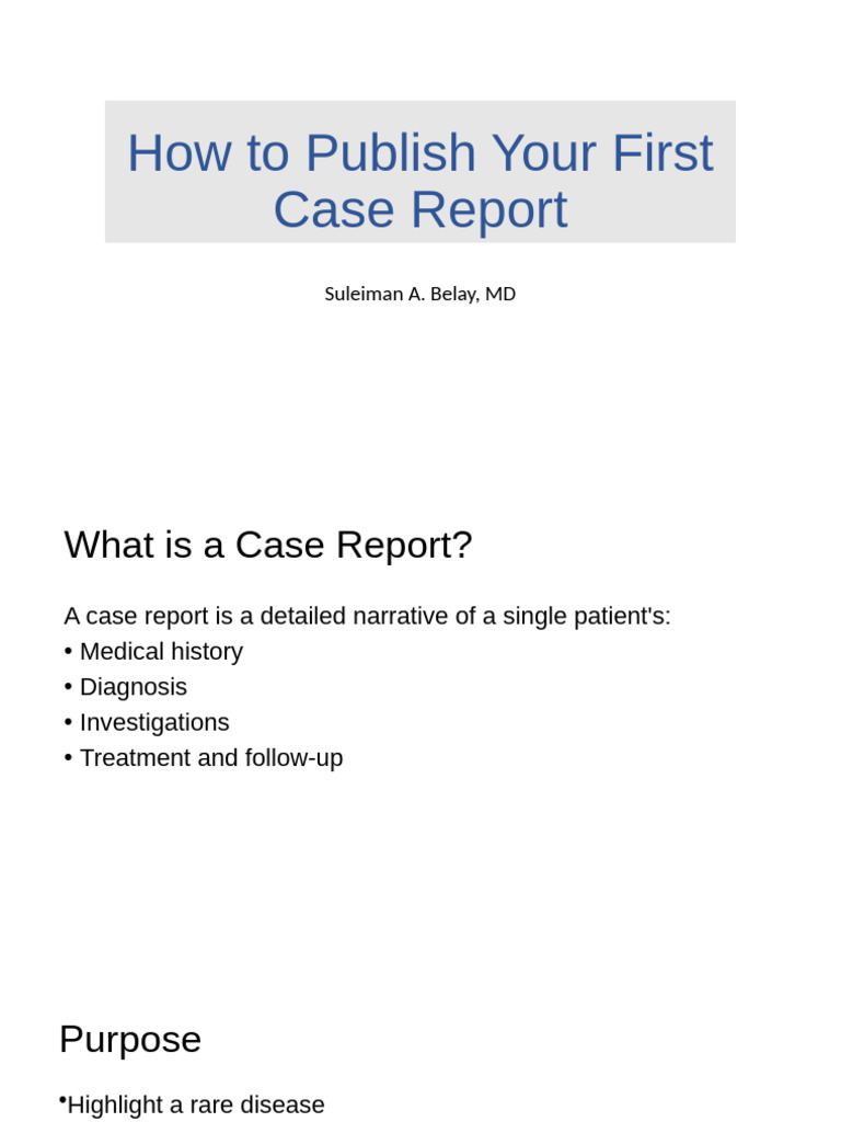 Guide to Writing a Case Report | PDF