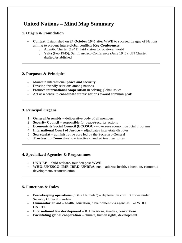 United Nations Overview and Functions | PDF