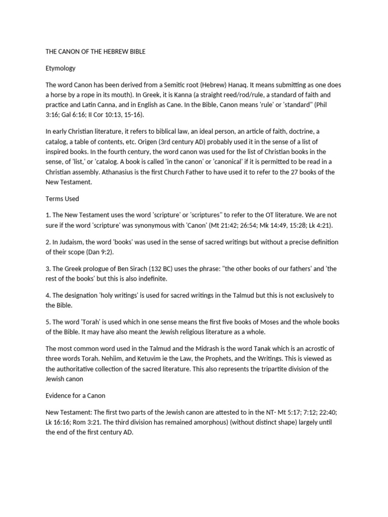 Understanding the Hebrew Bible Canon | PDF | Ketuvim | Bible