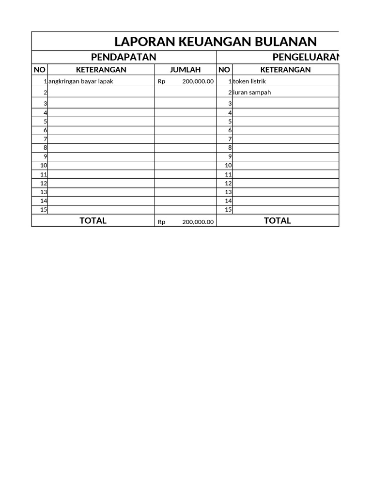Contoh List Orderan Bulanan | PDF