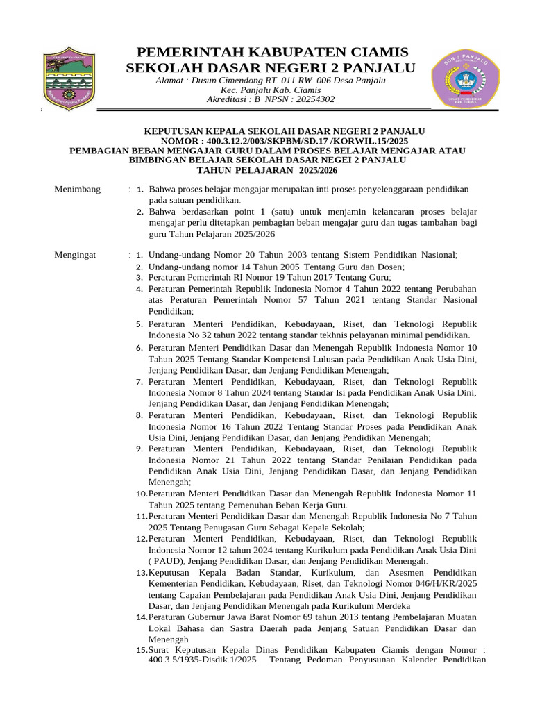 Fix Draf SKPBM SD Normal&se - Gub. 2025-2026 | PDF