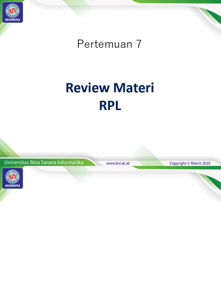 Pertemuan 7: Review Materi RPL | PDF