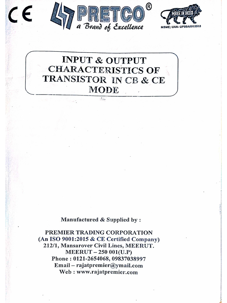 Tansistor Characteritics AEC Lab | PDF