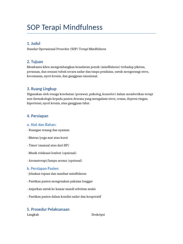 SOP Terapi Mindfulness | PDF