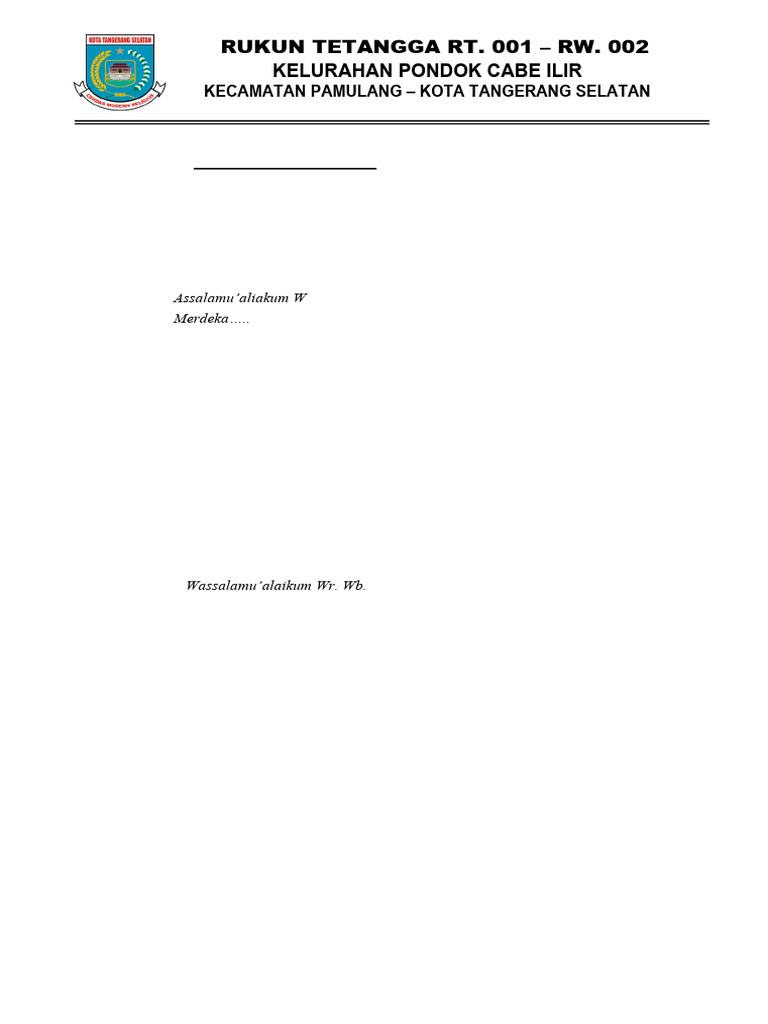 Permohonan Dana HUT RI RT 001 RW 002 | PDF