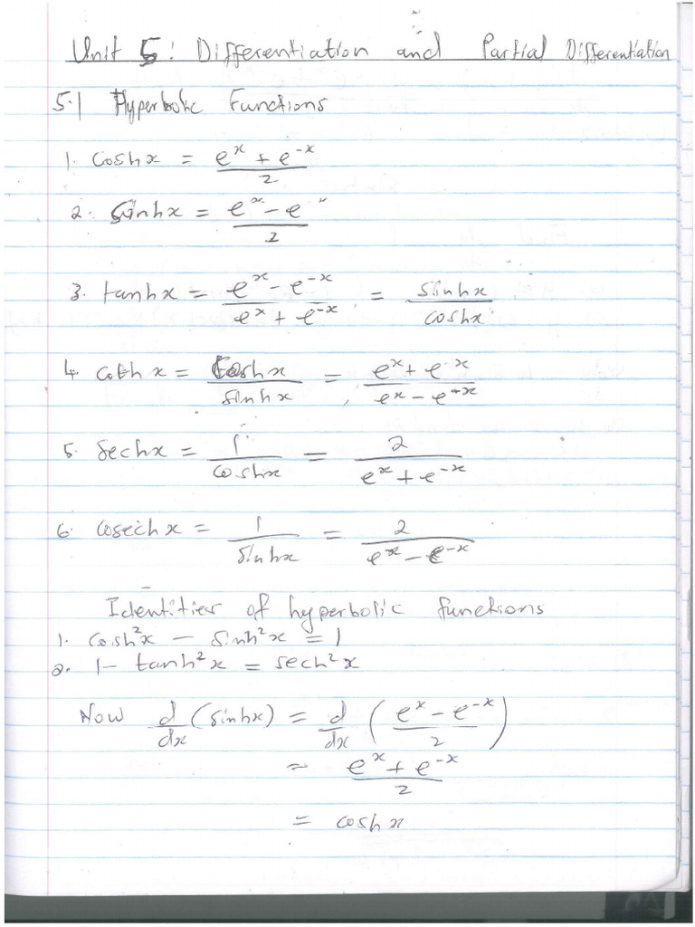 Hyperbolic Functions Pdf