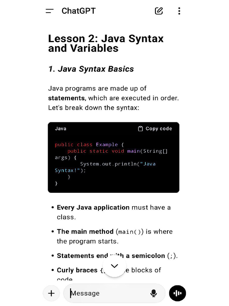 Lesson#2 Java Syntax and Variables | PDF