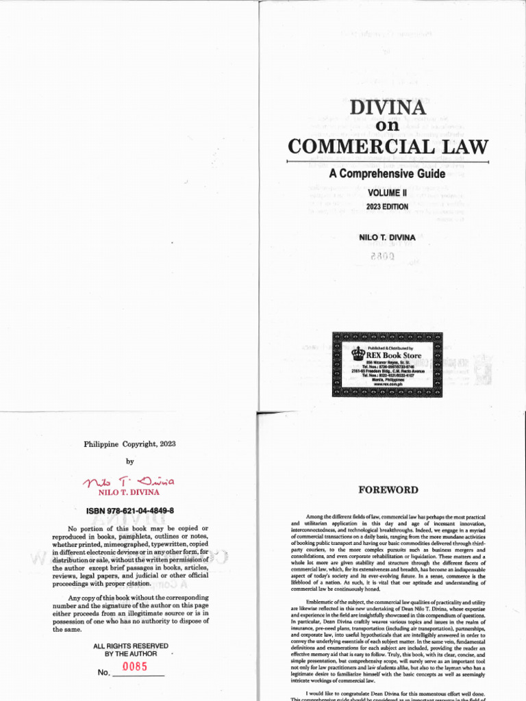 Commercial Law Vol2 2023 Divina | PDF