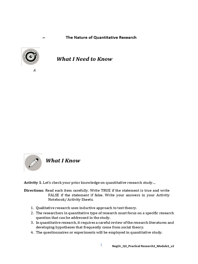 PR2-Q3-Module 1 - STUDENT | PDF | Quantitative Research | Survey Methodology