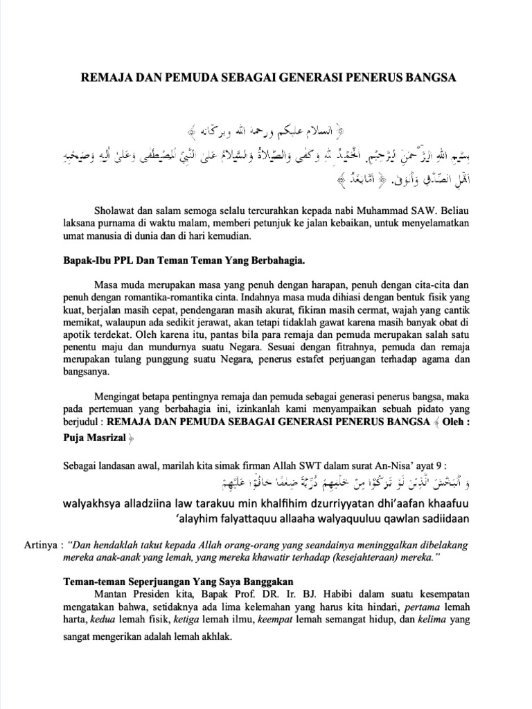 PDF Remaja Dan Pemuda Sebagai Generasi Penerus Bangsa - Compress | PDF