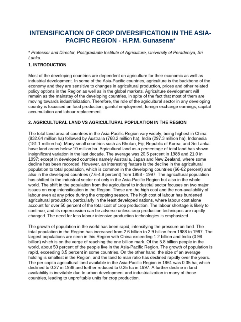 Intensification of Crop Diversification | PDF | Agriculture | Fertilizer