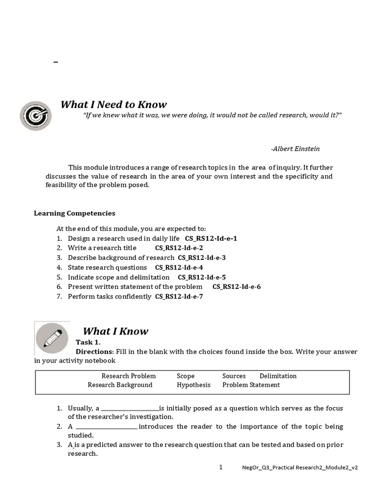 Research Problem Identification Guide | PDF | Hypothesis | Solar System