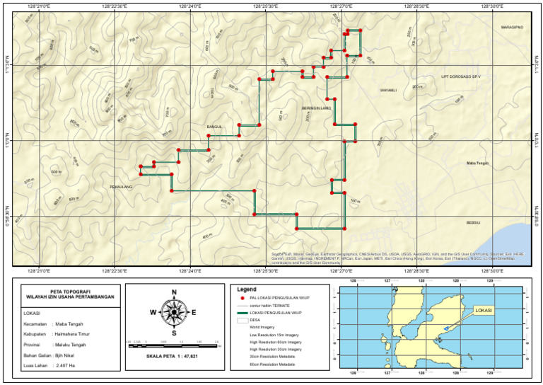 Peta Topografi Pengusulan Iup | PDF | Geographic Data And Information