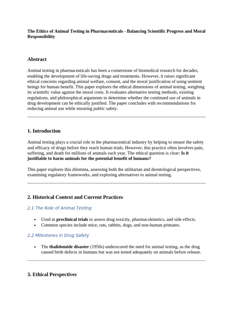 Ethics of Animal Testing in Pharma | PDF | Animal Testing | Health Sciences